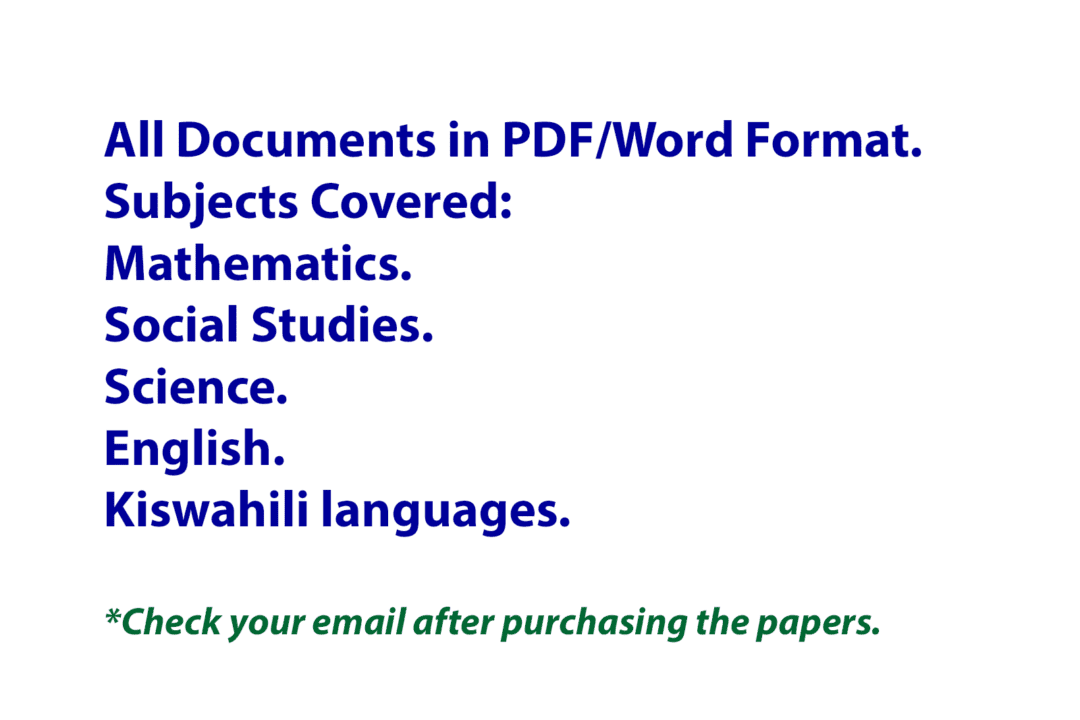 2021 Standard 7 Past Papers | Enhanced Education Group