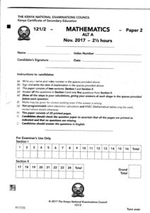 KCSE KNEC 2017 MATH PP2 ALT A | Enhanced Education Group