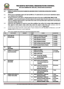 2022 KCSE Examination Timetable & Instructions | Enhanced Education Group