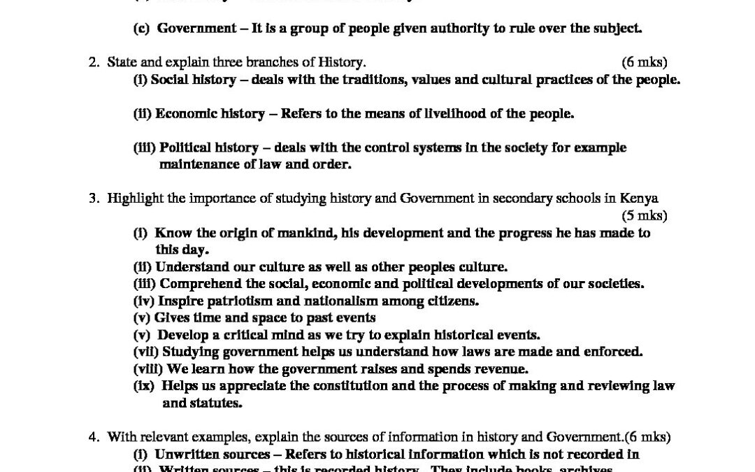Form One History Set 3 MSC | Enhanced Education Group