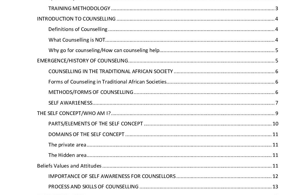 GUIDANCE AND COUNSELLING TRAINING MANUAL | Enhanced Education Group