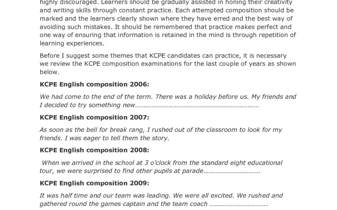 HOW TO WRITE A HIGH SCORING KCPE COMPOSITION | Enhanced Education Group