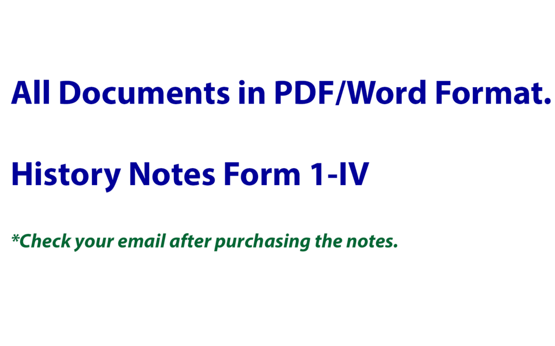 History Notes Form 1-IV | Enhanced Education Group