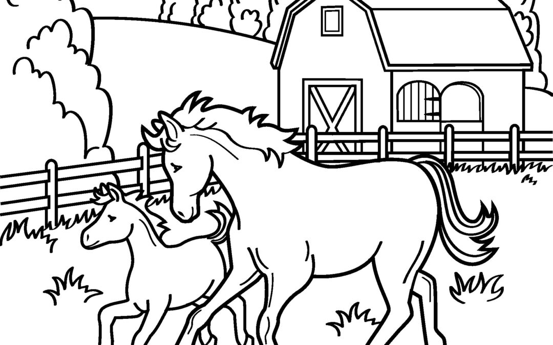 PICTURE COLORING-animals_farm_horses | Enhanced Education Group